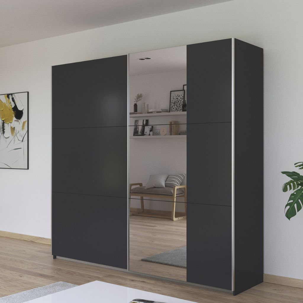 Aurelio 218cm Metallic Grey Sliding Wardrobe by Rauch