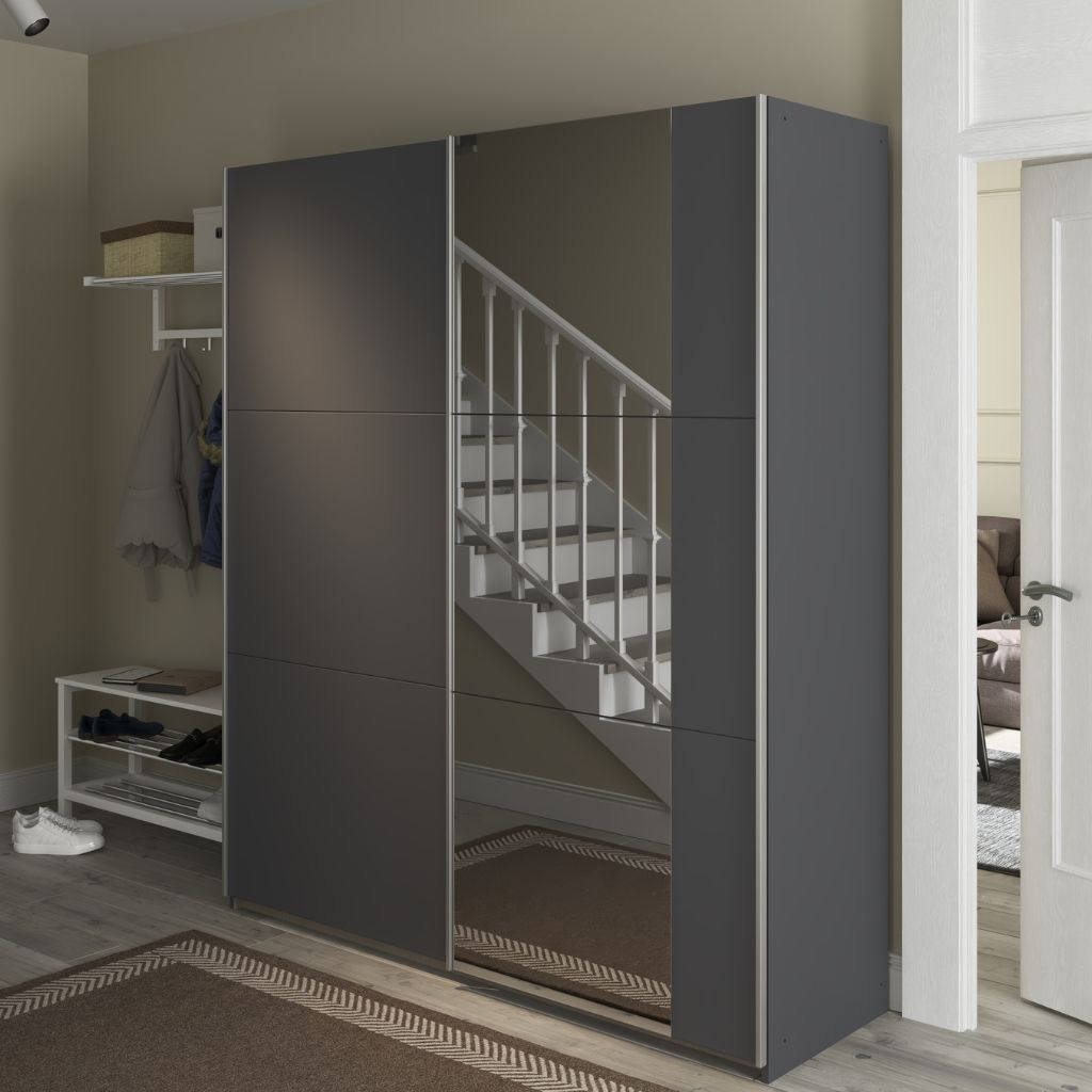 Aurelio 175cm Metallic Grey Sliding Wardrobe by Rauch