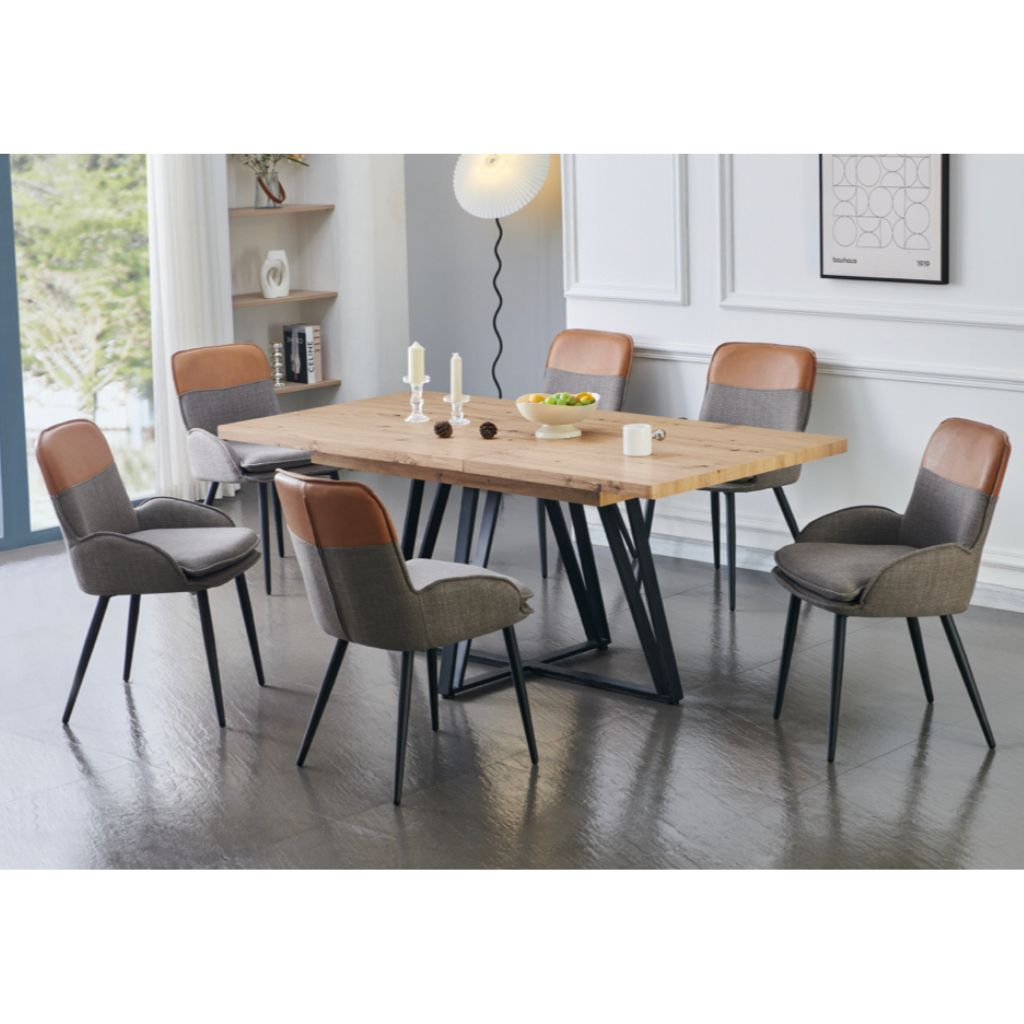 Callington 1.4m Extending Table + 6 Redmond Tan Chairs by Annaghmore