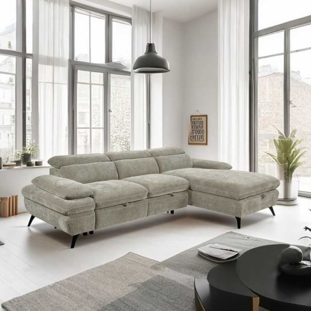 Hannah Cream Corner Sofa Bed by GIE