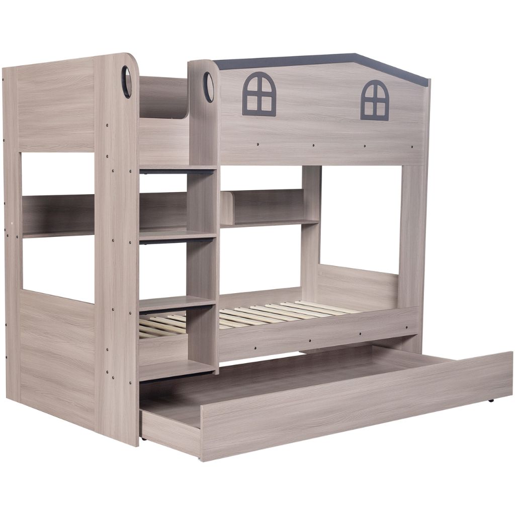 Hector Ash Grey Bunk Bed and Trundle Set by Wholesale