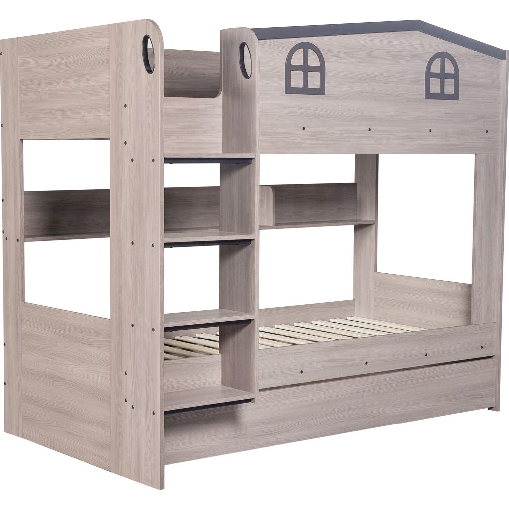 Hector Ash Grey Bunk Bed and Trundle Set by Wholesale