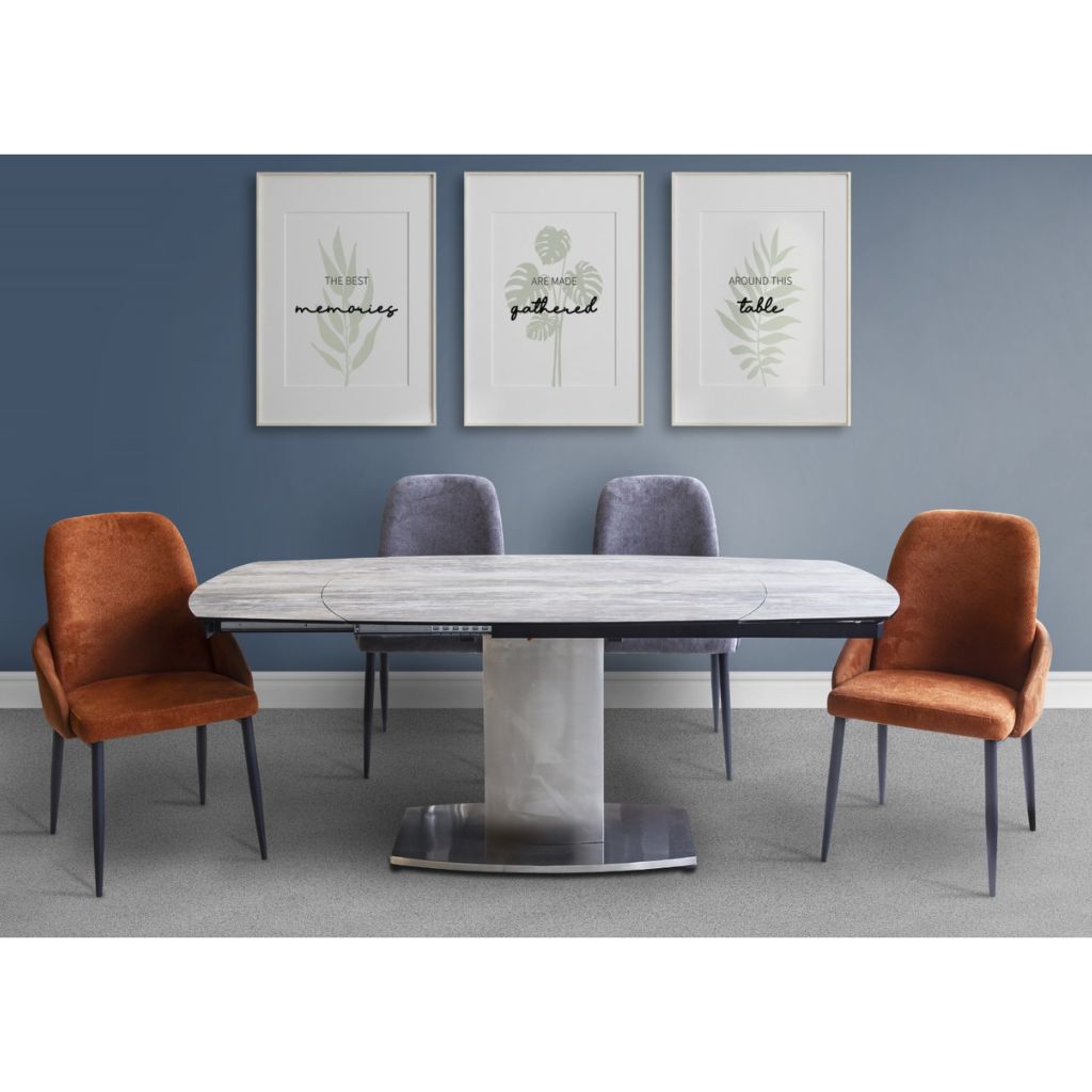 Magnum Greige 1.2m Extending Table + Diego Chairs Range by Sofahouse